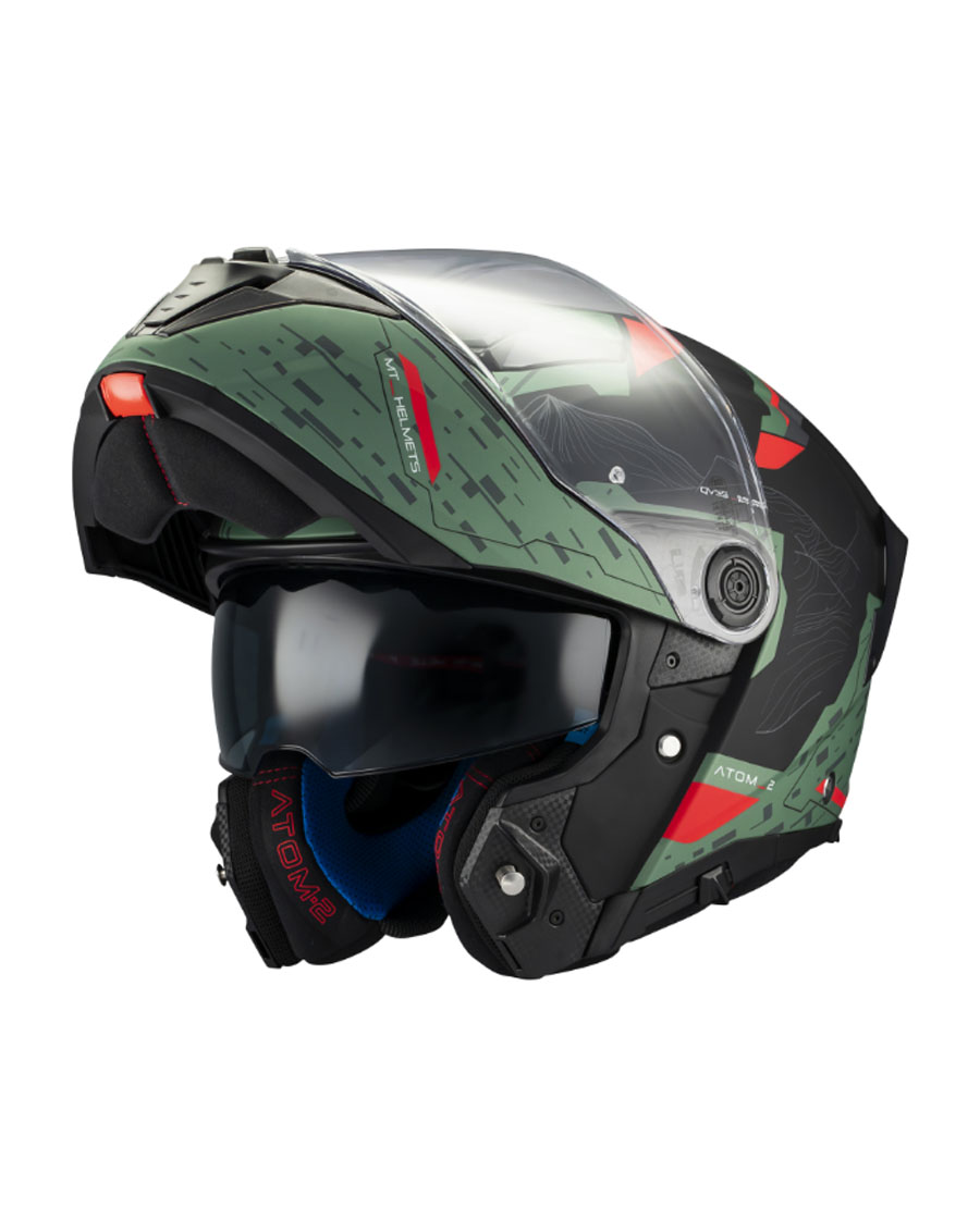MT flip up kaciga ATOM 2 Highlands C6 zelena mat