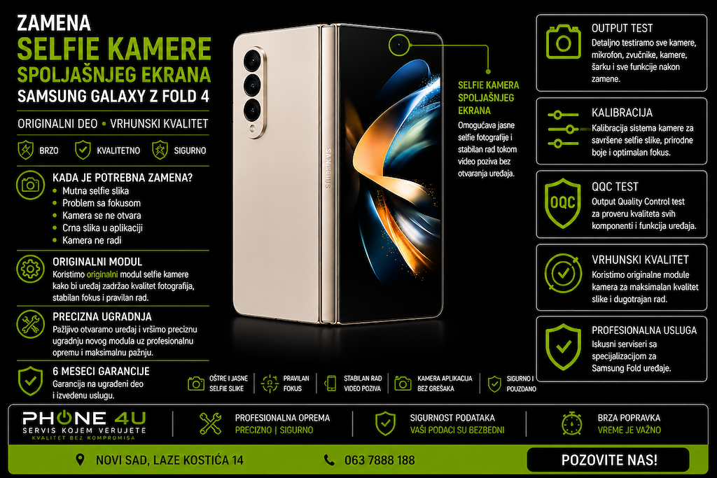 Zamena selfie kamere spoljašnjeg ekrana Samsung Galaxy Z Fold 4