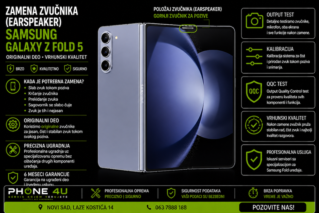 Zamena zvučnika Samsung Galaxy Z Fold 5 | Phone4U Novi Sad