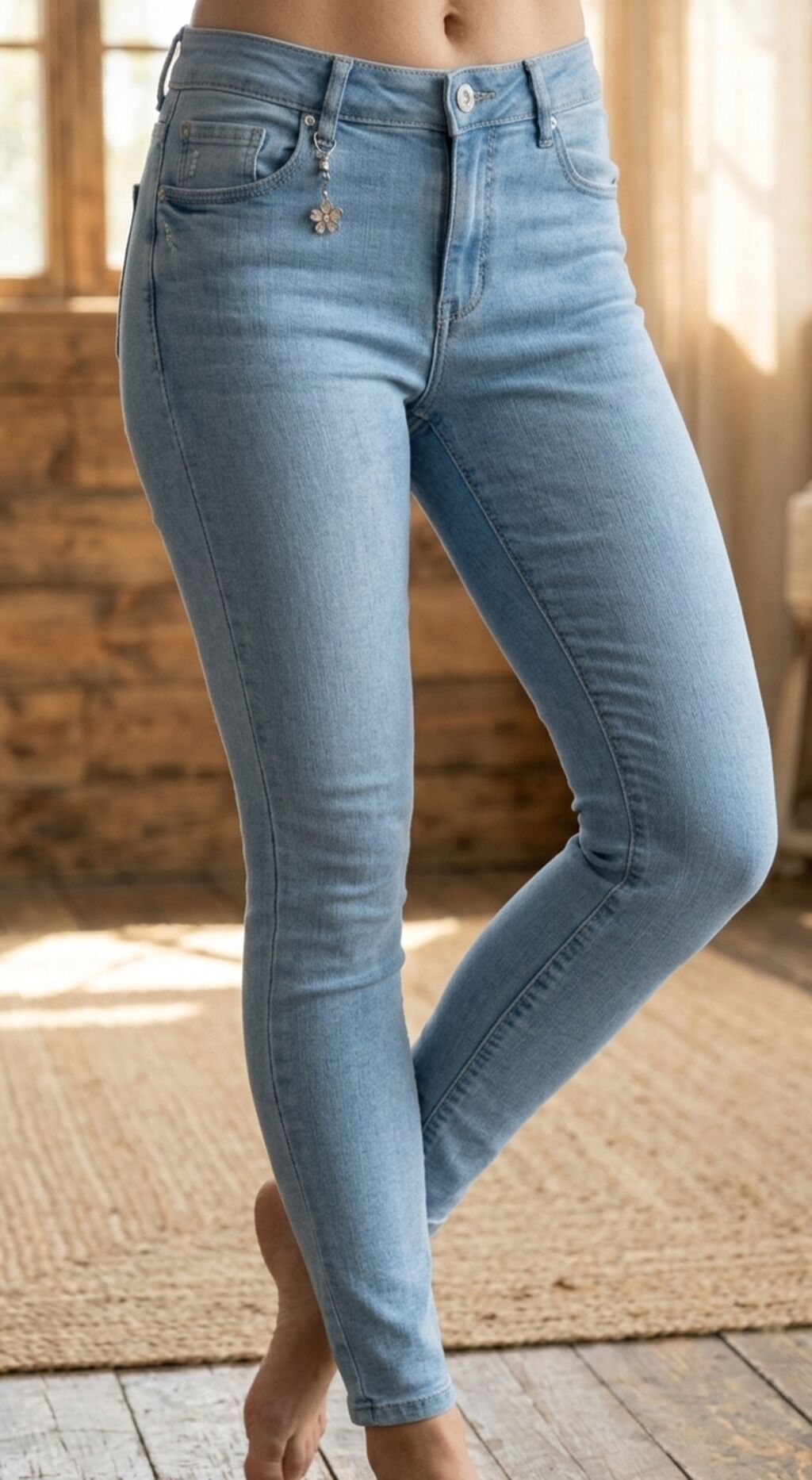 Ženske skinny farmerke – svetlo plave - Kroj: uske (skinny), dužina