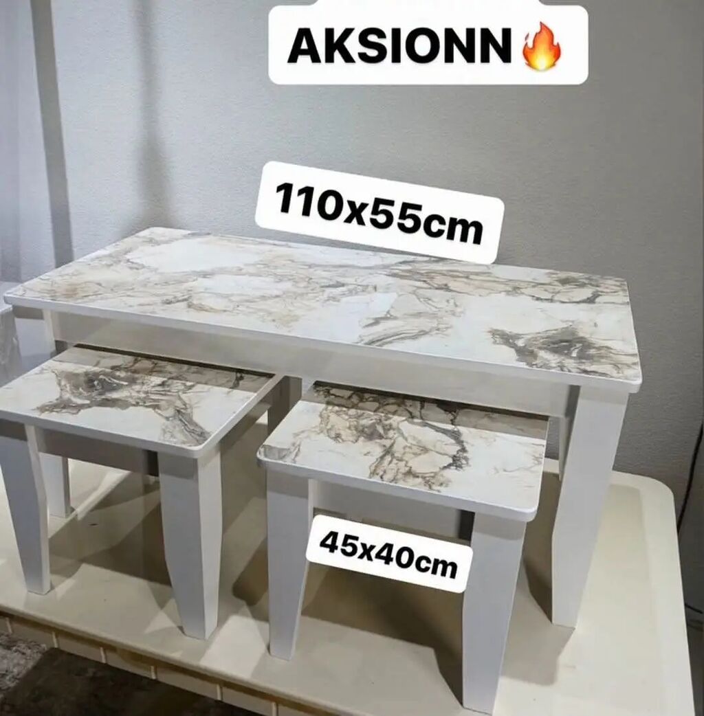 Set klupa sa dve male klupe/stolica – mermerni dezen - Glavni