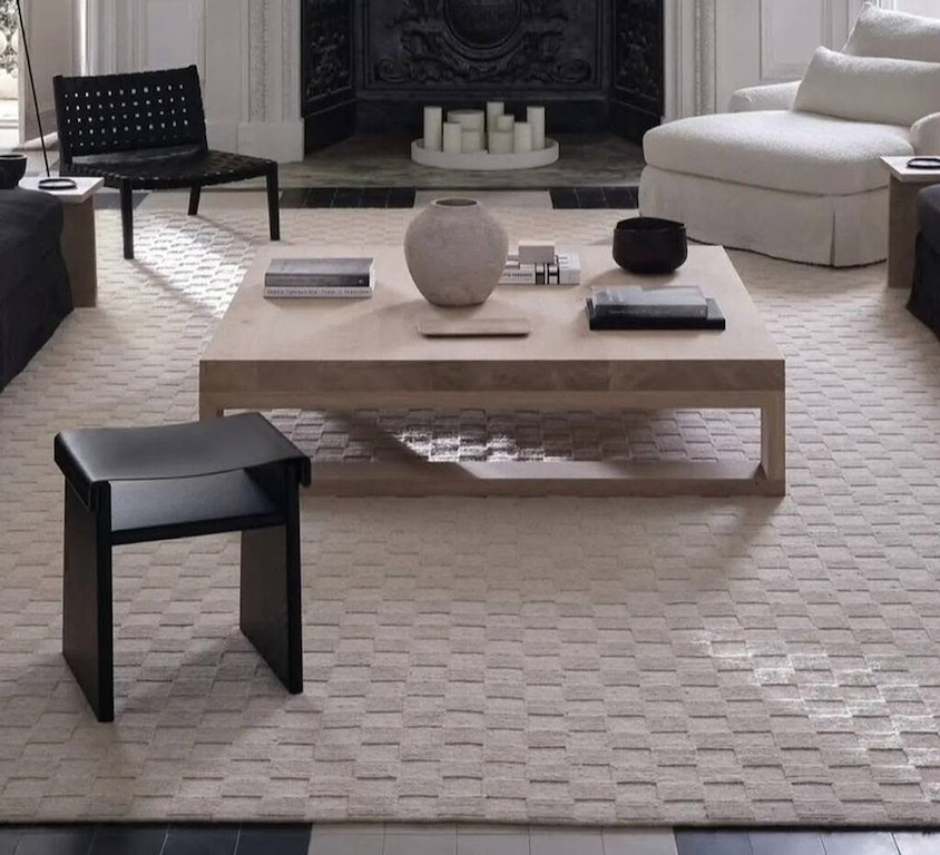 Tepih – krem boja, reljefni geometrijski dezen Tepih beli 200x160cm-