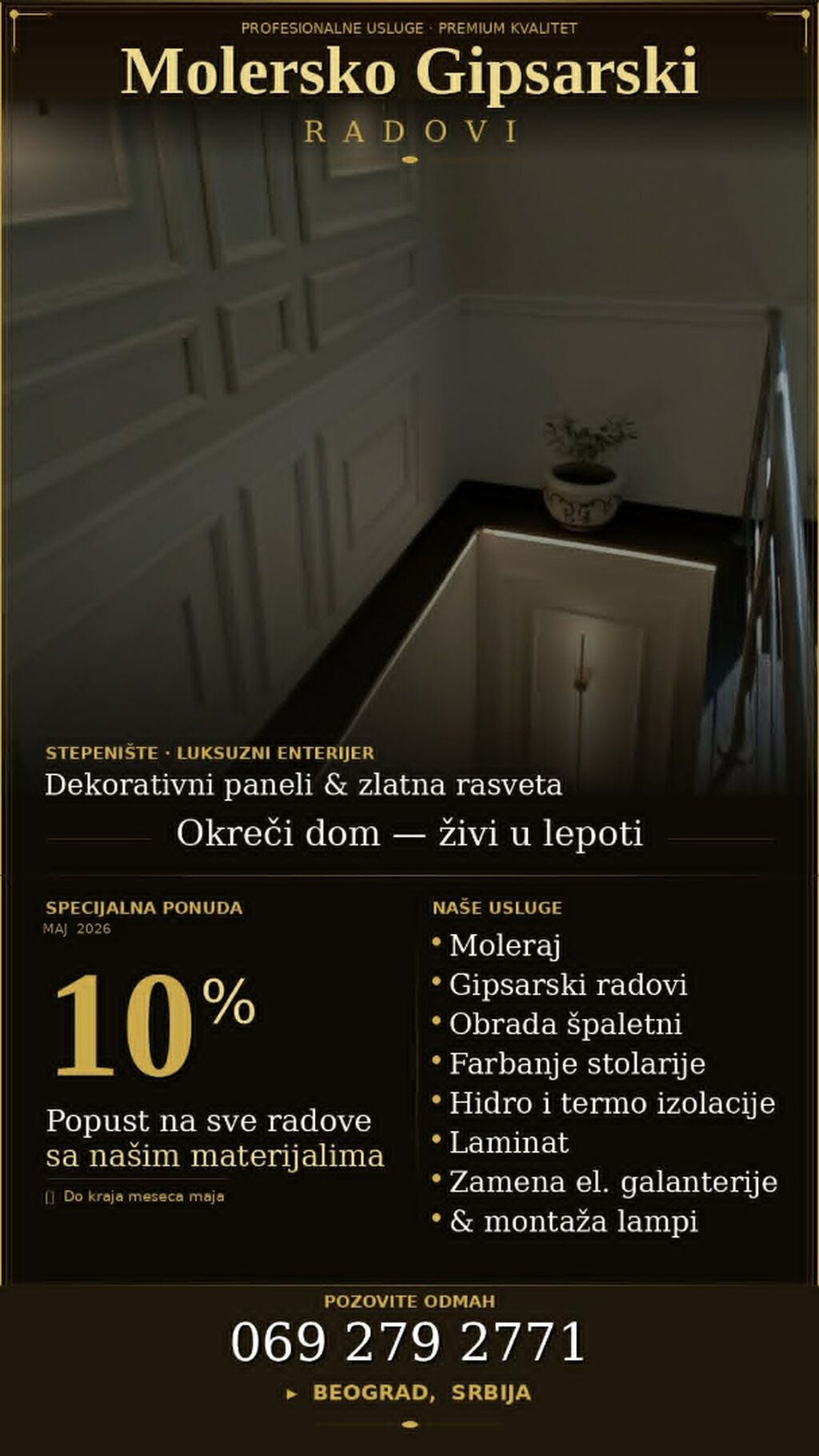 Molersko gipsarski radovi OKREČI DOM Moleraj Gipsarski radovi Obrada