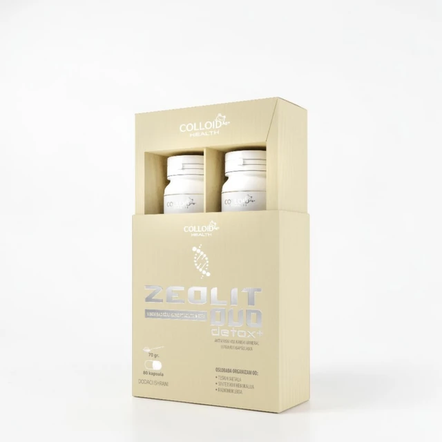 Zeolit Duo Detox, 80 kapsula + 70 g praha