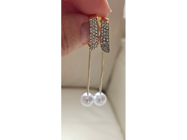 Statement rhinestone-studded pearl drop minđuše, novo