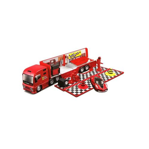 Burago Ferrari Racing Hauler Kamion Set