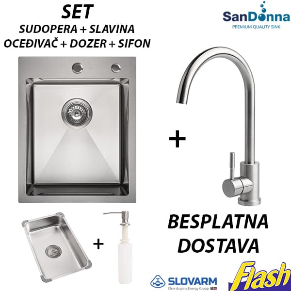 Hrom INOX Sudopera sa slavinom (SET) – SanDonna – HD4050R