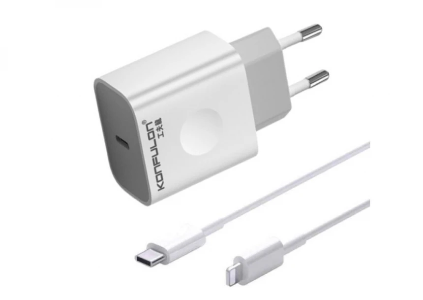 Konfulon C69D brzi kućni punjač 20W + DC13 Lightning KABL