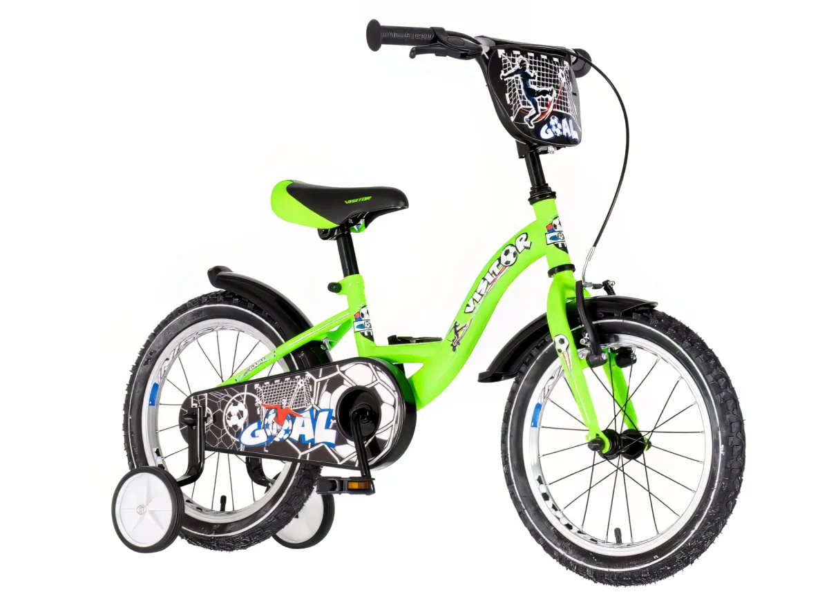 BICIKL KIDS VISITOR GOAL 16″ 9″ V-BRAKE KONTRA 105-125CM (16″) BELO ZELENI NEON