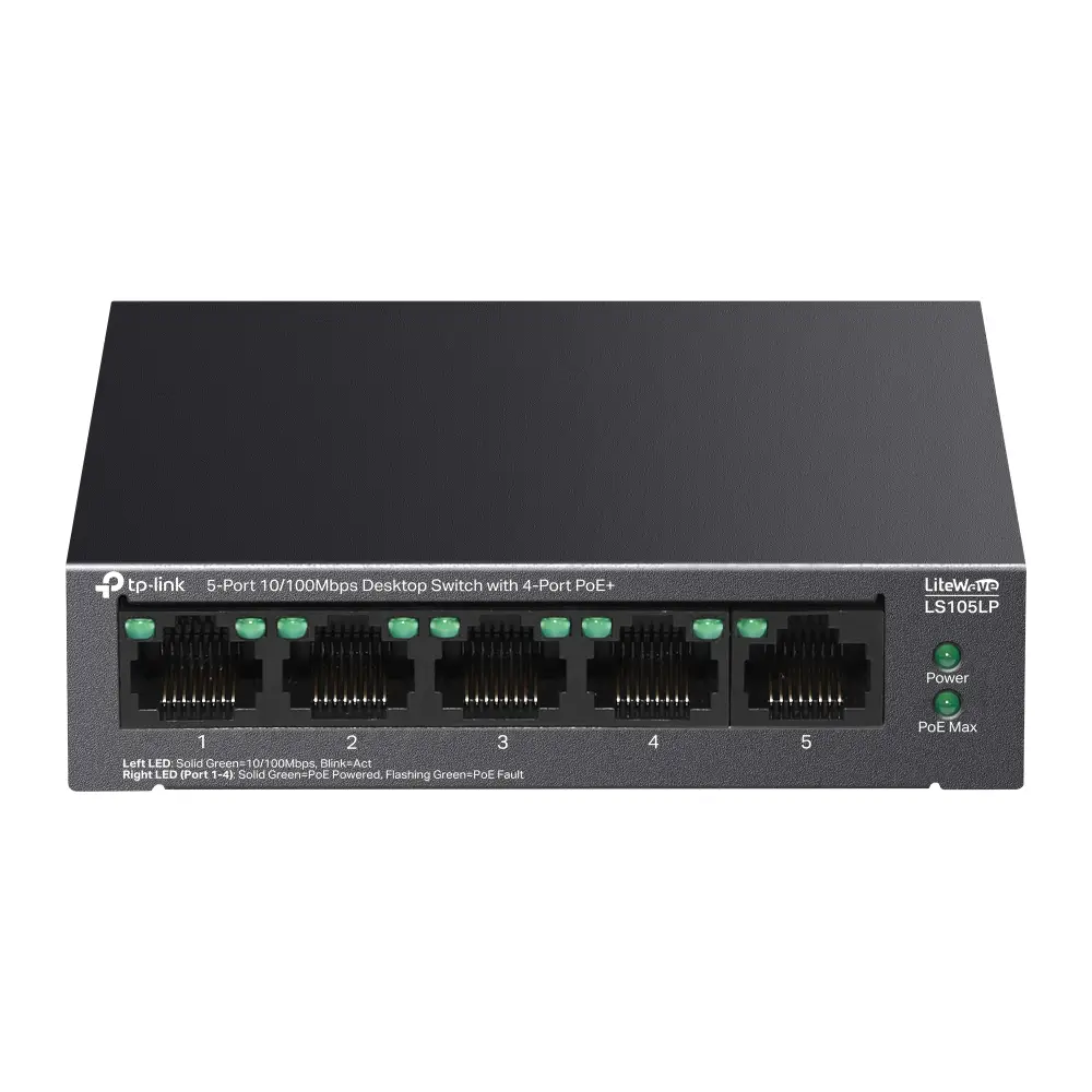TP-Link 5-Port 10/100Mbps Desktop Switch with 4-Port PoE LS105LP(UN)