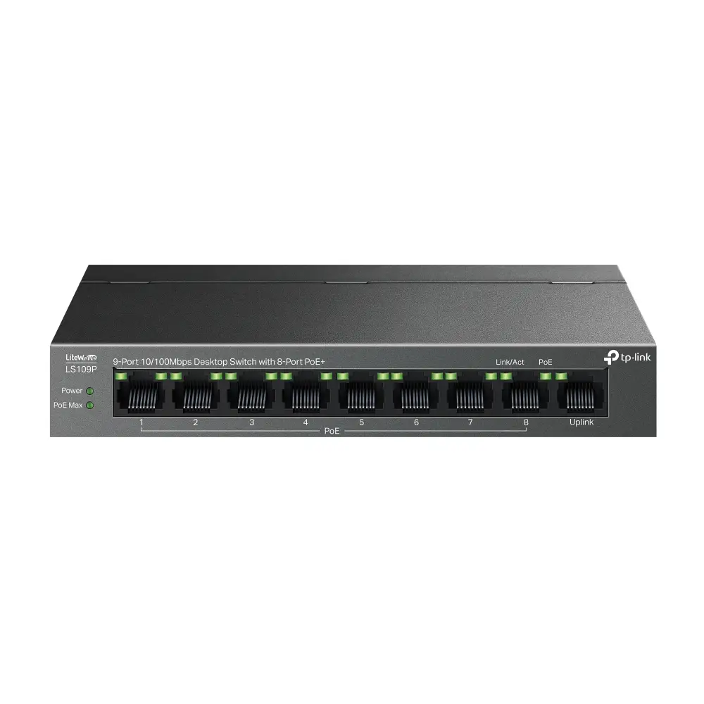 TP-Link 9-Port 10/100Mbps 8-Port PoE+ Desktop Switch LS109P(UN)