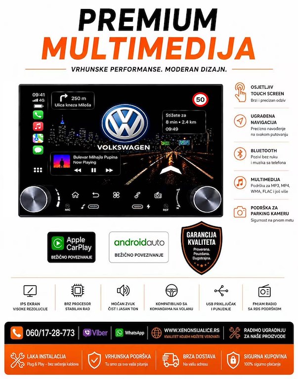 VW MULTIMEDIJA NAVIGACIJA TOUCH SCREEN 7 INCA ANDROID,CAR PLAY
