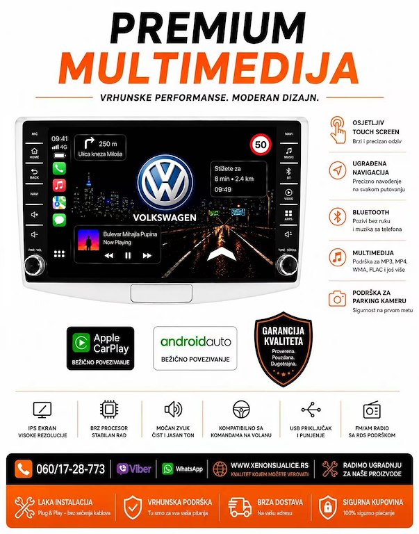 VW PASSAT B6/B7 MULTIMEDIJA NAVIGACIJA TOUCH SCREEN 10 INCA ANDROID,CAR PLAY