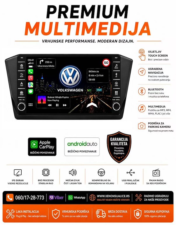 VW PASAT B8 MULTIMEDIJA NAVIGACIJA TOUCH SCREEN 10 INCA ANDROID,CAR PLAY