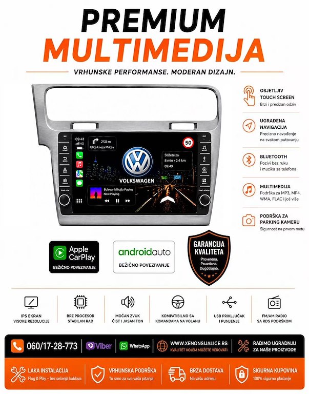 VW GOLF 7 MULTIMEDIJA NAVIGACIJA TOUCH SCREEN 10 INCA ANDROID,CAR PLAY