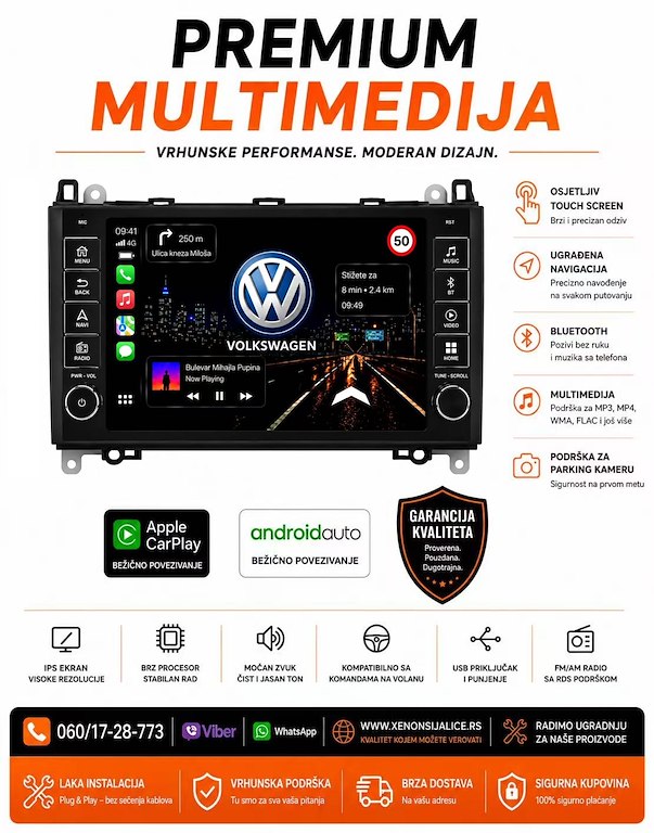 VW CRAFTER MULTIMEDIJA NAVIGACIJA TOUCH SCREEN 10 INCA ANDROID,CAR PLAY