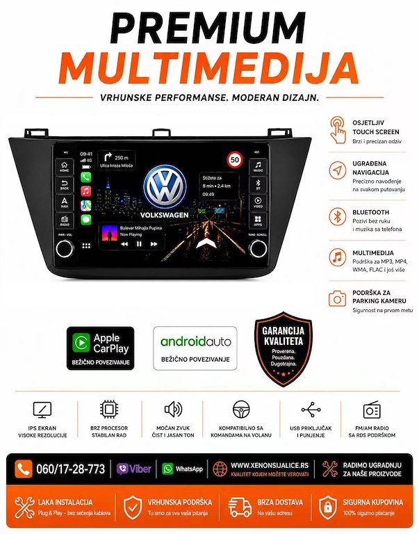 VW TIGUAN MULTIMEDIJA NAVIGACIJA TOUCH SCREEN 10 INCA ANDROID,CAR PLAY