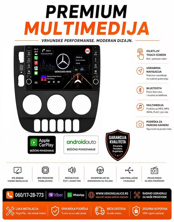 MERCEDES ML MULTIMEDIJA ANDROID,CAR PLAY NAVIGACIJA TOUCH SCREEN 10 INCA