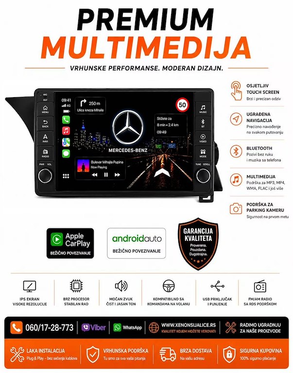 MERCEDES GLK MULTIMEDIJA ANDROID,CAR PLAY NAVIGACIJA TOUCH SCREEN 10 INCA