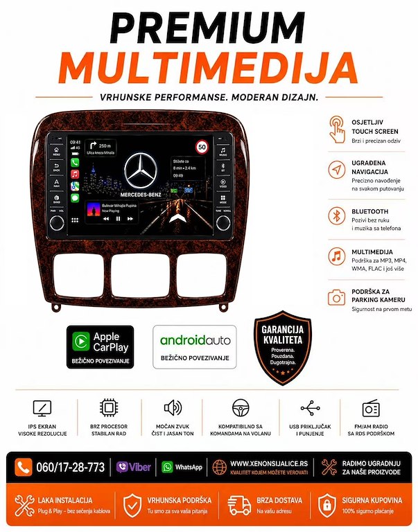 MERCEDES S KLASA MULTIMEDIJA ANDROID,CAR PLAY NAVIGACIJA TOUCH SCREEN 10 INCA