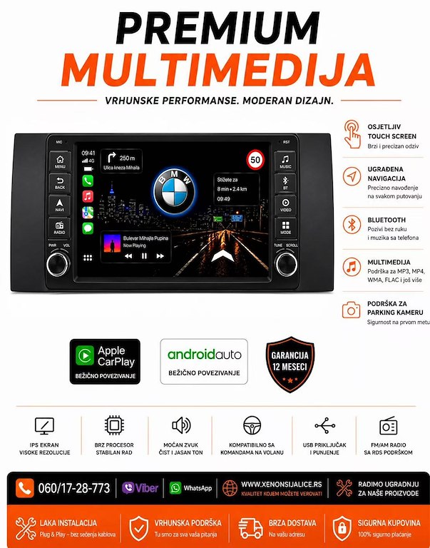 BMW 5 E39 7 E38 X5 E53 ANDROID,CAR PLAY MULTIMEDIJA NAVIGACIJA TOUCH SCREEN 10 INCA