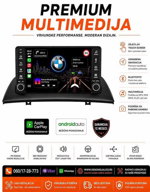 BMW X3 ANDROID,CAR PLAY MULTIMEDIJA NAVIGACIJA TOUCH SCREEN 10 INCA