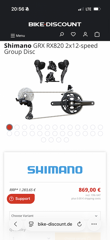 Shimano GRX RX820 2X12 komplet grupa