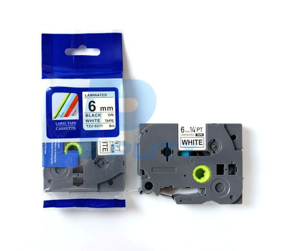 Brother - Kompatibilna Brother TZe-S211 Traka 6mm | Crno na Belo |