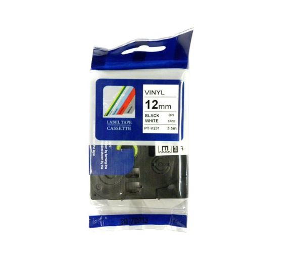 Brother - Kompatibilna Brother TZe-V231 Vinil Traka 12mm | Crno na Belo |
