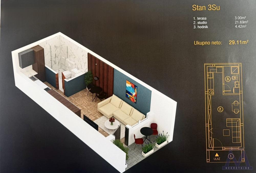 Stan na prodaju, 29m2, 43.500€