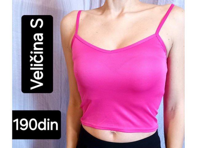 Ženska majica na bretele crop roze S/36