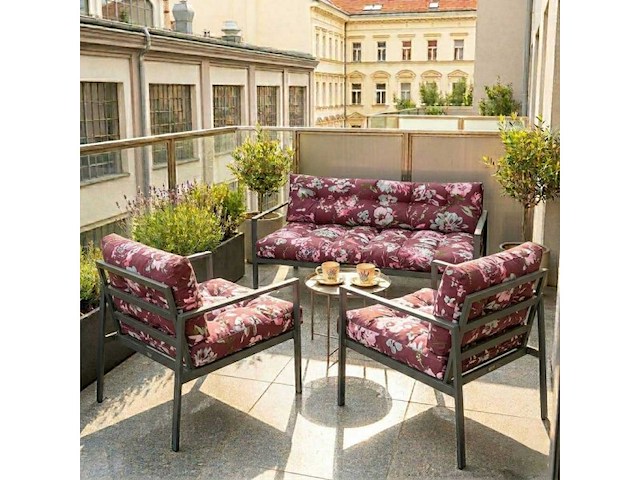 Jastuci Za Baštensku Garnituru Sa Niskim Naslonima - Dvosed i Dve Fotelje BORDEAUX RETRO