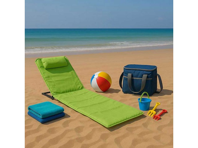 Sklopiva ležaljka za plažu sa podesivim naslonom Zelena