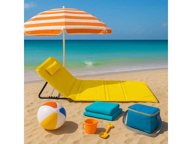 Sklopiva ležaljka za plažu sa podesivim naslonom Žuta