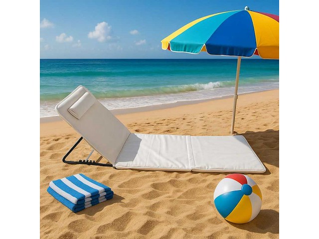 Sklopiva ležaljka za plažu sa podesivim naslonom Bež