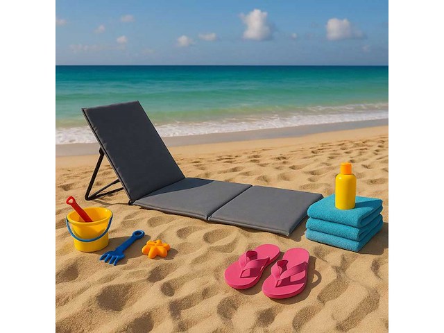 Sklopiva ležaljka za plažu 150x52cm Siva