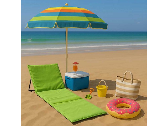 Sklopiva ležaljka za plažu 150x52cm Zelena