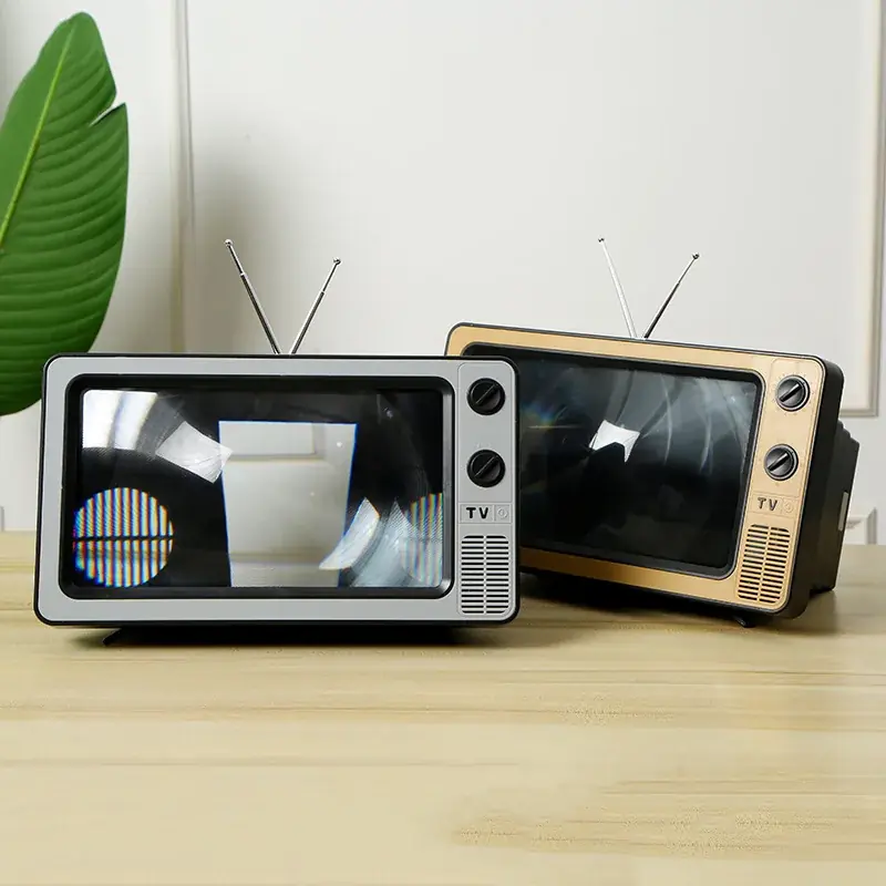 Retro TV uveličivač ekrana za telefon sa LED svetlom i stalkom