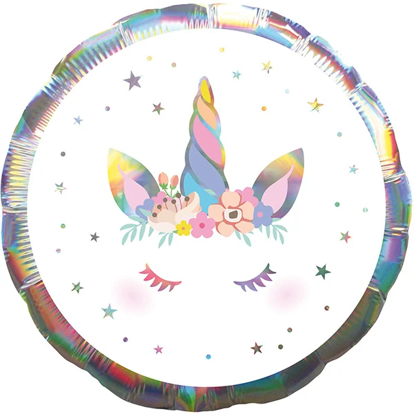 18”43 cm Holographic Iridescent Unicorn folija balon