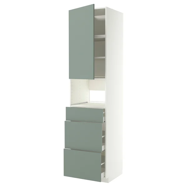 Visoki element za ugradne uređaje, bela/Nickebo mat sivozelena, 60x60x240 cm