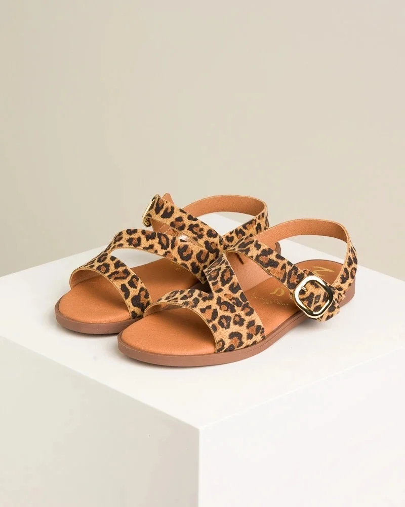 Kožne ravne sandale XINE leopard
