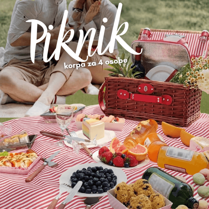 Dezen korpa za piknik za četvoro – crvena