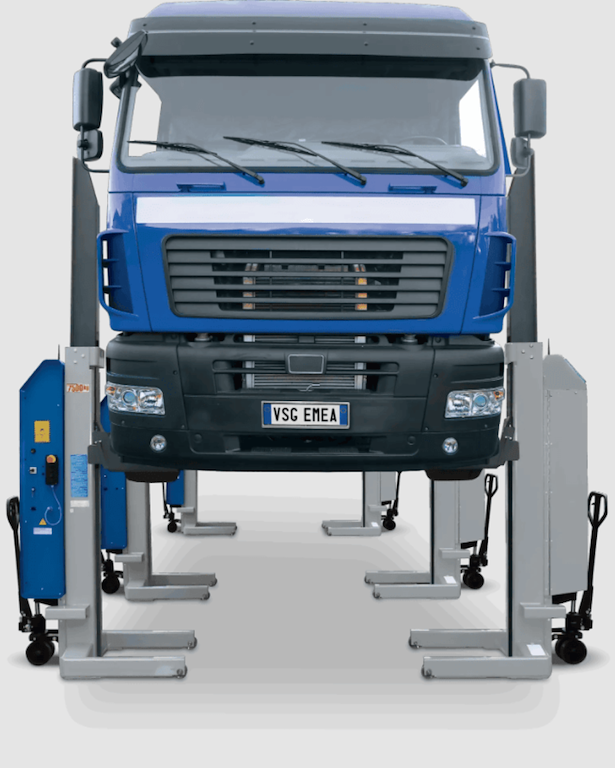 Dizalica elektro hidraulična mobilna 570-1300 mm, sa bežičnom komunikacijom između stubova, 4 stuba nosivosti 7500 kg po stubu ALPHA 4-7.5 RAVAGLIOLI