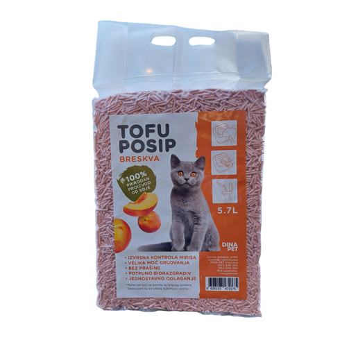 TOFU CAT CLUMPING BIORAZGRADIV POSIP OD BAMBUSA I SOJE SA MIRISOM BRESKVE 5.7L