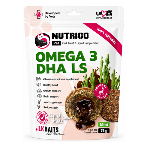 NUTRIGO OMEGA 3 DHA LS SUPLEMENT POSLASTICA ZA PSE MINI 75G