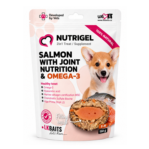 NUTRIGEL SALMON WITH JOINT NUTRITION OMEGA 3 POSLASTICA ZA PSE S-M 150G
