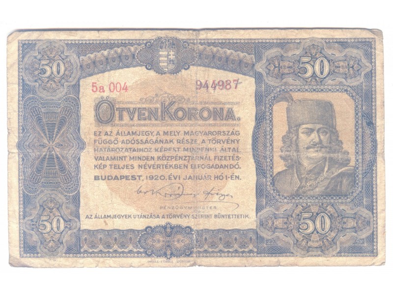 Madjarska 50 korona 1920