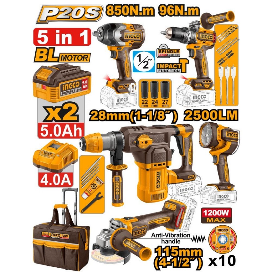 Ingco COSLI251193E Akumulatorski set alata 5/1