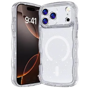 IPHONE 17 PRO MAX WAVE-EDGE LASER GLITTER MAGSAFE CASE - CLEAR