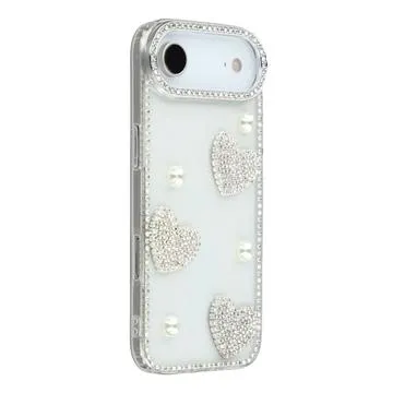 IPHONE AIR SPARKLING LOVE AND PEARL HYBRID CASE - TRANSPARENT